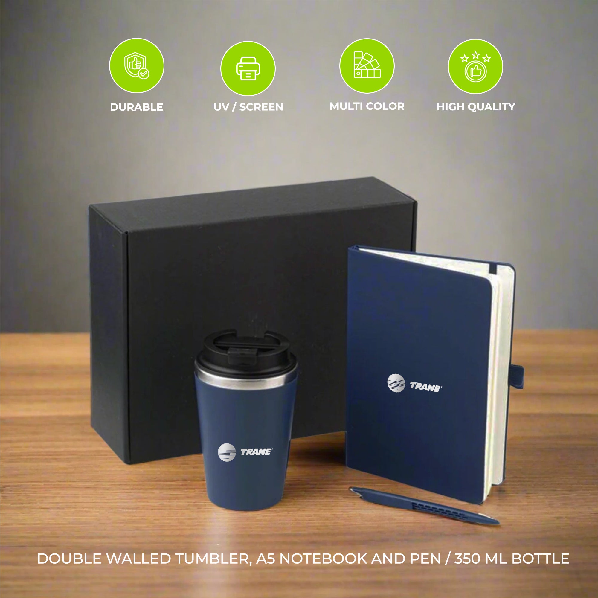 KOKSI - Giftology Set of Double Walled Tumbler, A5 Notebook and Pen ...