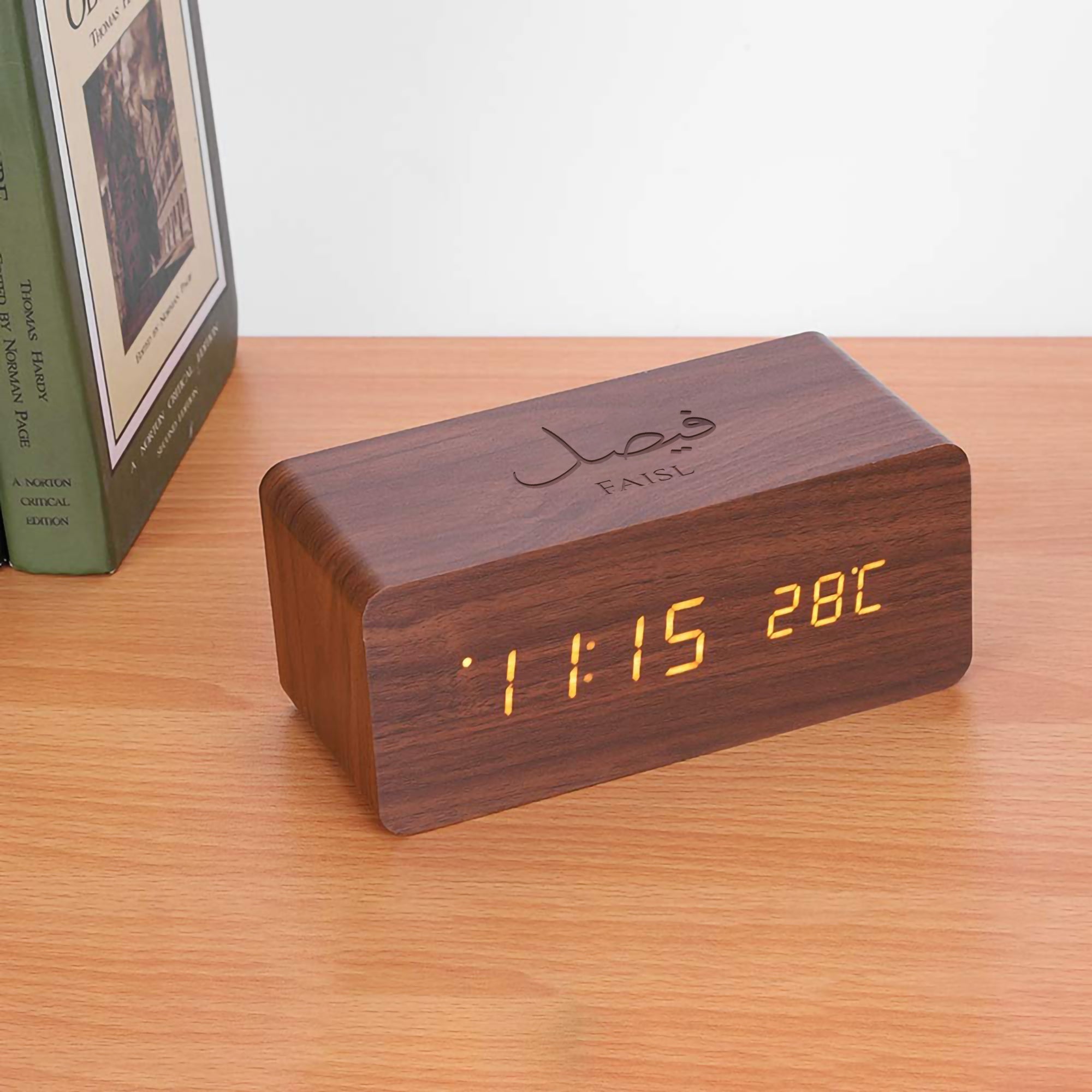 Wooden Wireless charger with Digital clock and Temperature LED display ...
