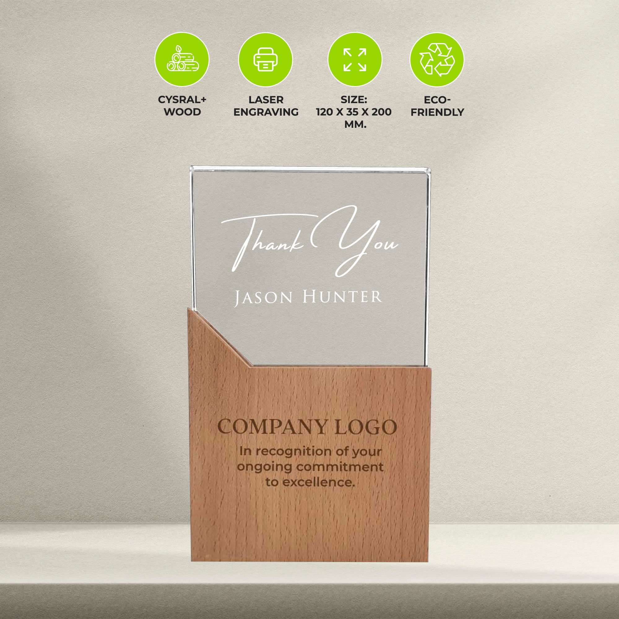 Rectangular Wood & Crystal Awards with Gift Box – Gifto Graphics