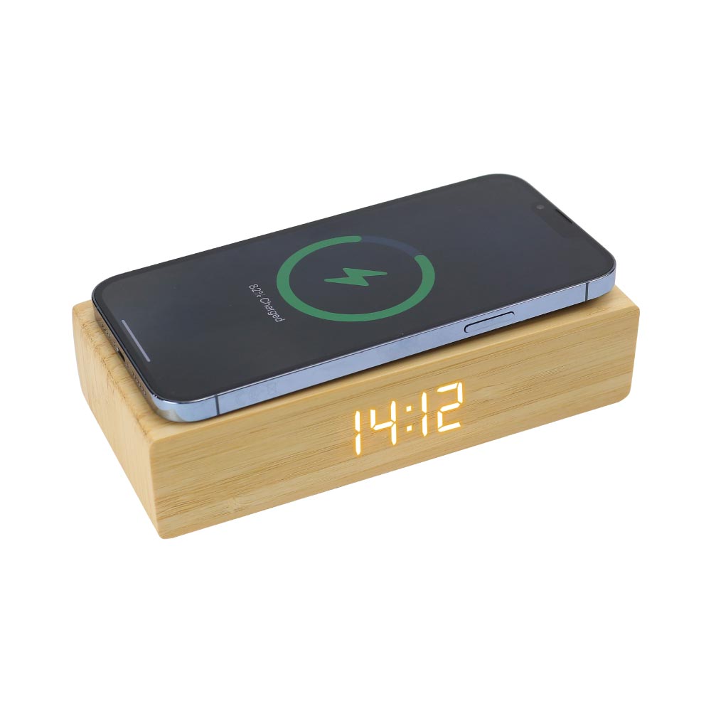 Bamboo Wireless Charger with Clock – Gifto Graphics