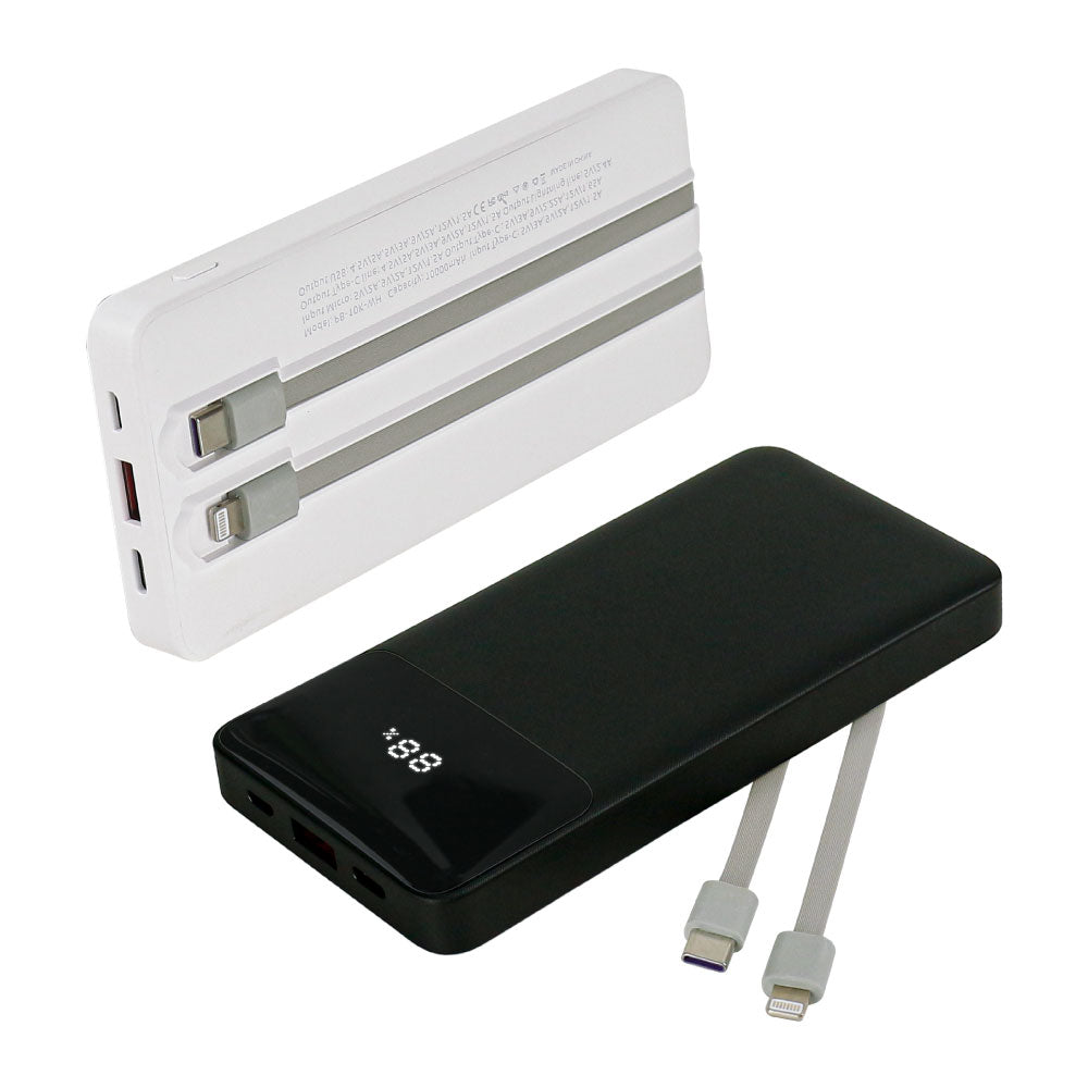 Powerbank with LED Screen 10,000 mAh and Built-in Cables – Gifto Graphics